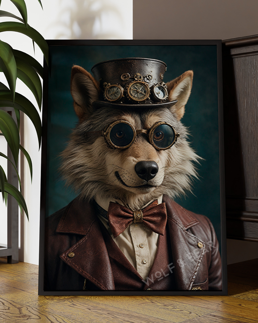 Steampunk Wolf | Altered Portrait Wall Art – Wolf & Bear Prints