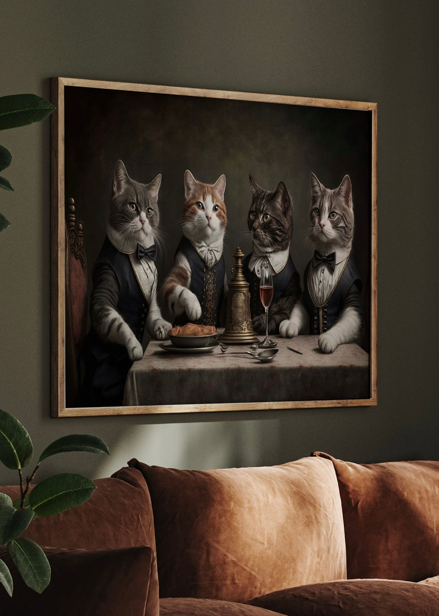 Dinner with the Four Cats Renascence Wall Art | Altered Vintage Style ...