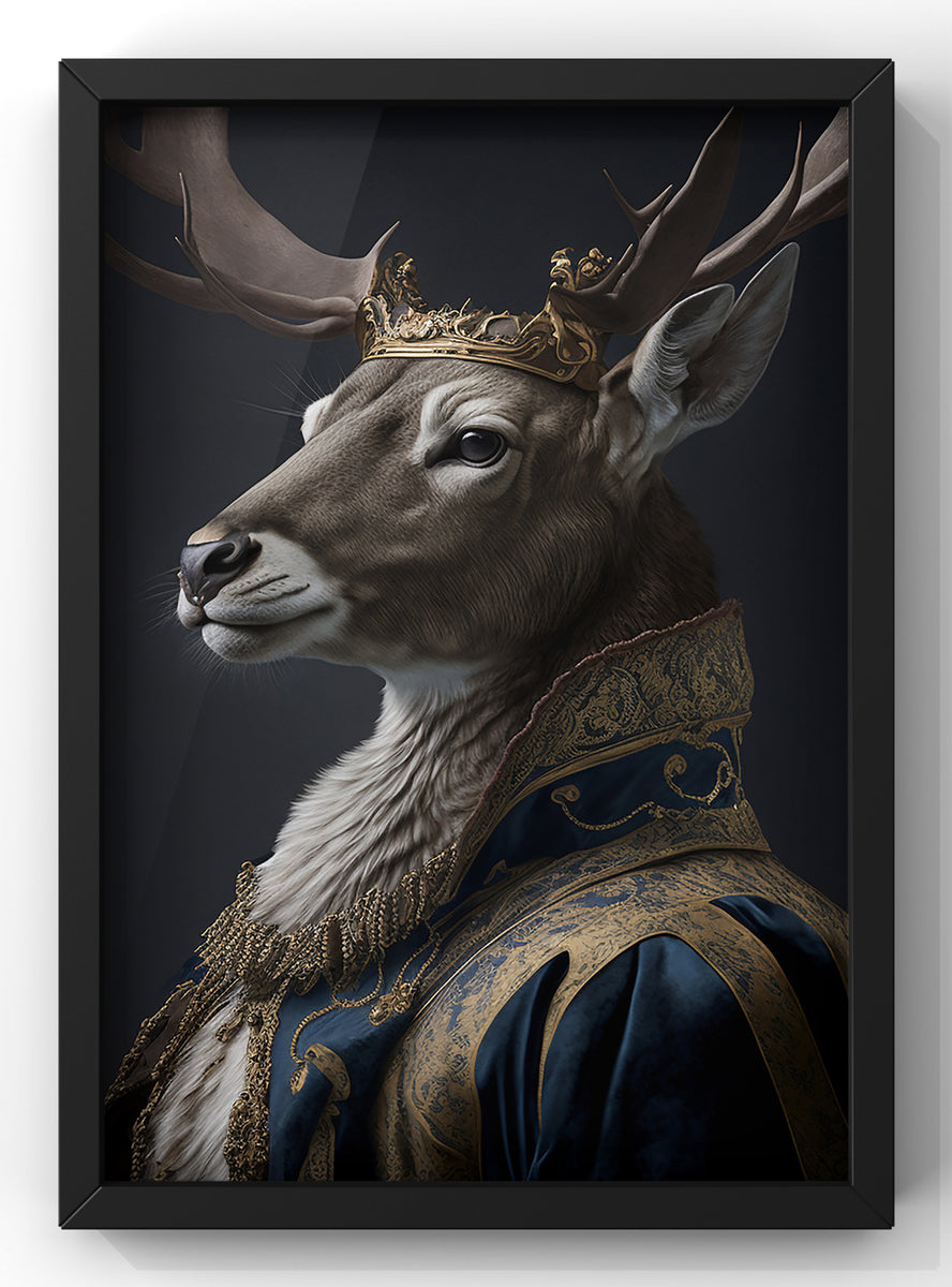 Stag Portrait | Altered Vintage Stag Renaissance Print | Premium Wall ...