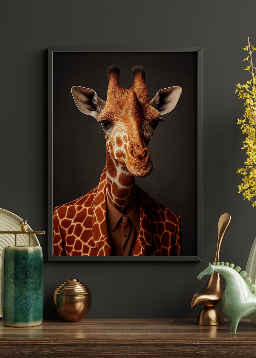 Dapper Giraffe Wall Art | altered giraffe Portrait Wall Art – Wolf ...